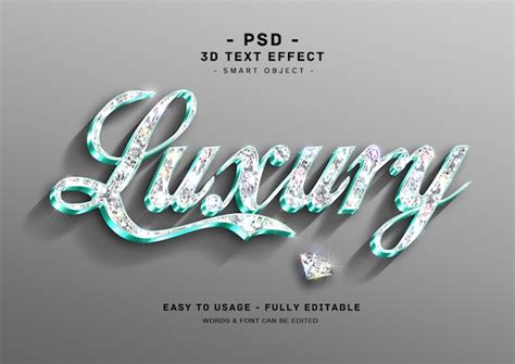 Premium Psd Luxury Text Effect 3d Tosca Diamond Style