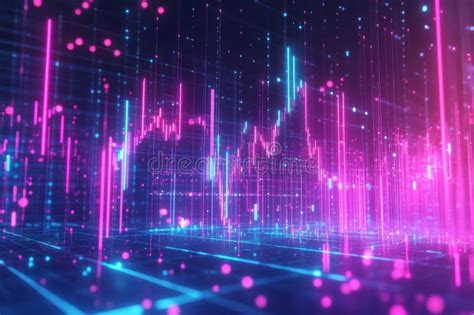 An Image Featuring A Digital Financial Data Visualization With Glowing Charts Stock