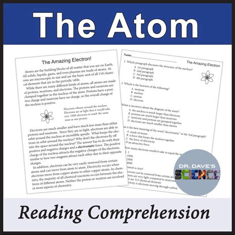 Atoms Reading Comprehension Atomic Structure Made By Teachers