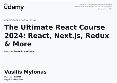Vasilis Mylonas On Linkedin React Webdevelopment Udemy Certification Nextjs Redux