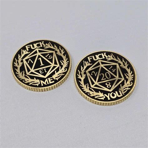 D20 Dungeons And Dragons Fuck You Fuck Me Metal Coin Collectible