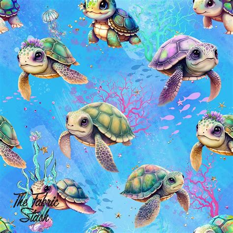 Turtle Digital Seamless Pattern Etsy
