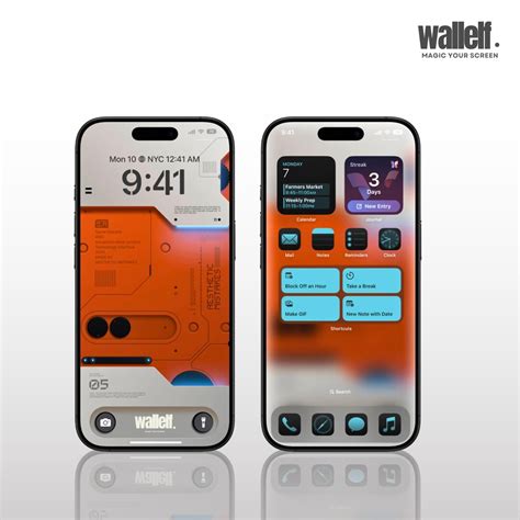 Futuristic Tech Interface Wallpaper Set In Orange Sci Fi Design For Iphone Android 4k Lock