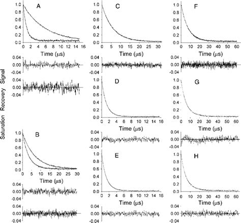 Representative Saturation Recovery Signals With Fitted Curves And The
