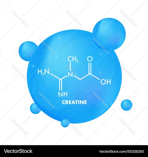 Creatine Molecule Structure With Blue Gradient Vector Image