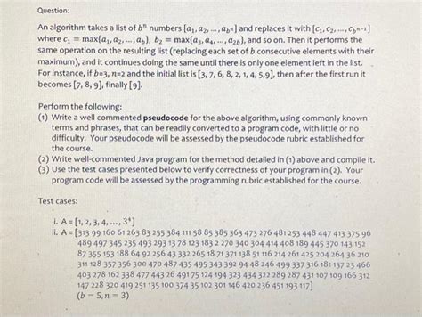 Solved An Algorithm Takes A List Of Bn Numbers A1a2abn