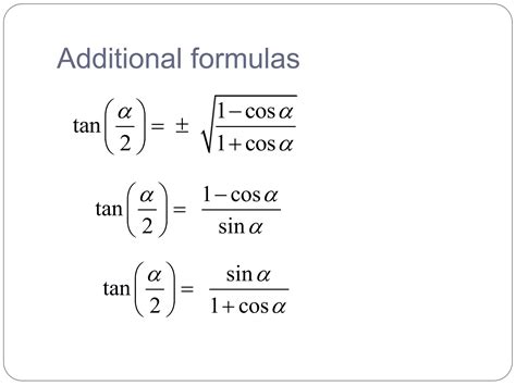 Half Angle Formulas PPT