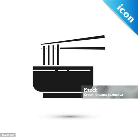 검은 아시아 국수 그릇에 흰색 배경에 고립 된 젓가락 아이콘 길거리 패스트 푸드 한국 일식 중국 음식 벡터 일러스트레이션 건강한 식생활에 대한 스톡 벡터 아트 및 기타