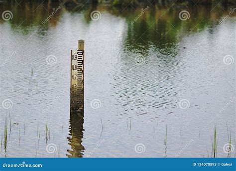 Flood Water Level Indicator In Water Stock Image Image Of Indicators Natural 134070893