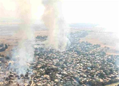 ရွှေဘိုမြို့နယ်၊ကျားရွာတွင် စစ်တပ်က ပစ်ခတ်သော လက်နက်ကြီးကျည်ထိမှန်၍ ပြည