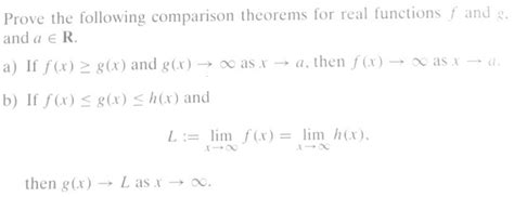Solved Prove The Following Comparison Theorems For Real Chegg