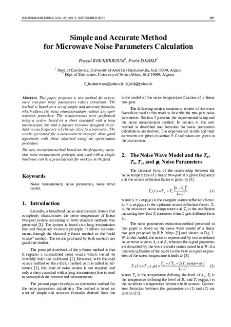 Pdf Simple And Accurate Method For Microwave Noise Parameters Calculation