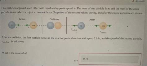 Solved Two Particles Approach Each Other With Equal And Chegg Com