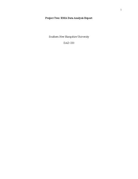 Dad 220 Project Two Analyzing Databases Project Two Rma Data Analysis Report Cassandra Romero