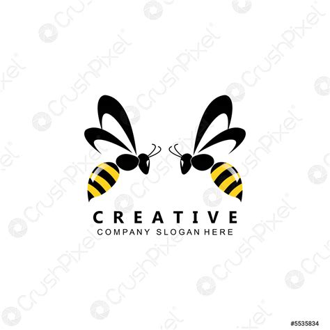 Yellow Honey Bee Logo Vector Symbol Stock Vector 5535834 Crushpixel