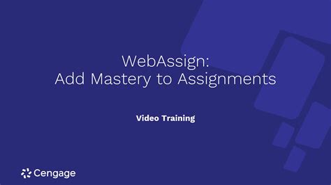 Webassign Add Mastery To Assignments