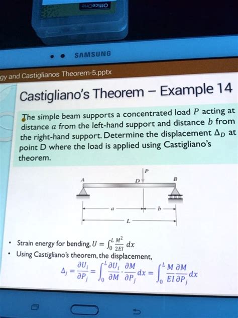 Samsung Gy And Castiglianos Theorem 5pptx Castiglianos Theorem Example 14 The Simple Beam