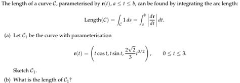 Solved The Length Of A Curve C ﻿parameterised By