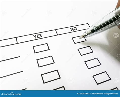 Close Up Check Box Yes And No Questionnaire Concept Stock Image