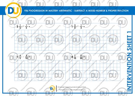 Yr6 Arithmetic Intervention Subtract A Proper Fraction From A Mixed Number Planpanion