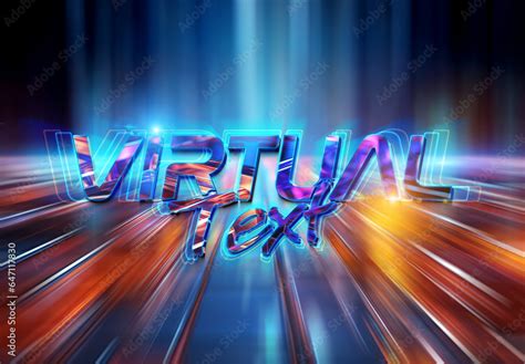 Virtual Text Effect With 3d Neon Style Mockup Stock Template Adobe Stock