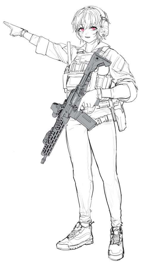 Safebooru 1girl Absurdres Alma01 Assault Rifle Belt Blush Body Armor