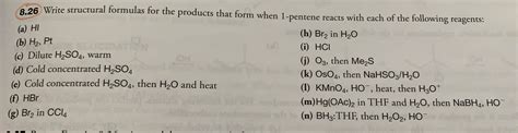solved write structural formulas for the products that form