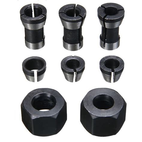 8pcs High Precision Adapter Collet Set 6mm 6 35mm 8mm Collet Chuck Engraving Trimming Machine