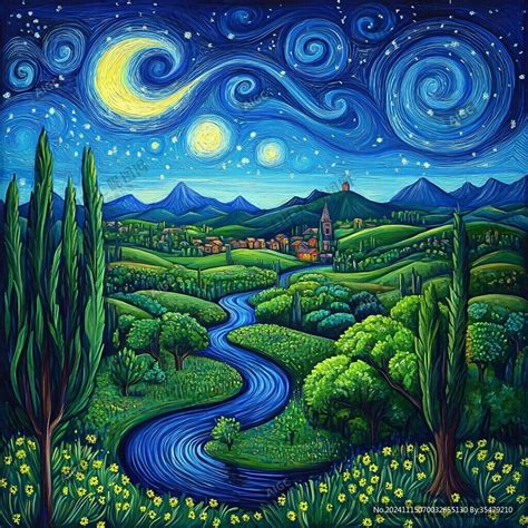 Ai创作图装饰风景作品 巨幅郊野风景 夜景立体画 星月河幻想插画 风景画绿色 绿色夜晚 电脑绘画风景画 设计风景画 装饰风景画 风景夜晚 乡村风景梦幻田园 风景画设计 美丽的风景画 乡村装饰画