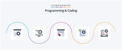 Programming And Coding Flat 5 Icon Pack Including Development Coding
