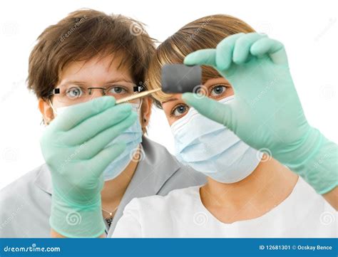 Sweet Young Doctor Examine the Dental Rx Stock Image - Image of ...