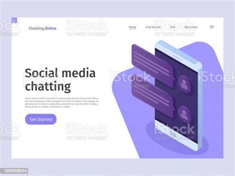 채팅 하 고 소셜 네트워킹 개념을 메시징입니다 방문 페이지 템플릿입니다 3 차원 Isometric 일러스트 벡터 챗봇에 대한 스톡 벡터 아트 및 기타 이미지 Istock