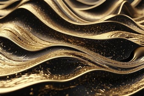 Premium Photo 3d Render Abstract Background With Gold Glittering Waves Luxury Liquid Background