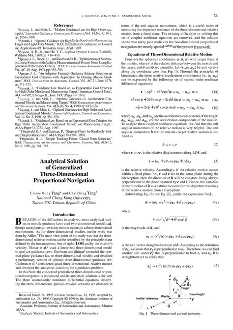 Pdf Analytical Solution Of Generalized Three Dimensional Proportional Navigation