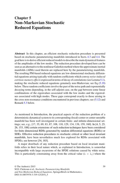 Pdf Non Markovian Stochastic Reduced Equations
