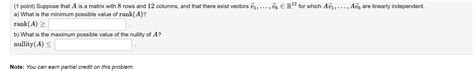 Solved Point Suppose That A Is A Matrix With Rows And Chegg Com