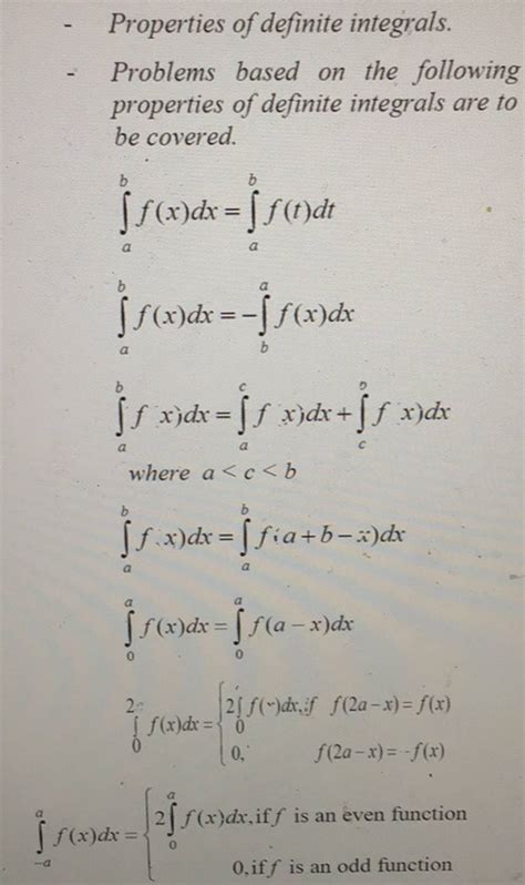 Properties Of Definite Integrals Problems Based On The Following Pro