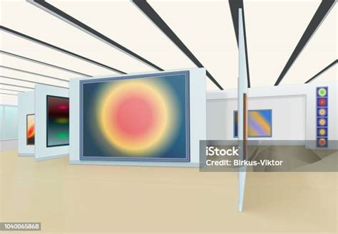 벽에 걸려있는 그림을 추상화 하 고 서 스 펜 션 천장 아트 갤러리에서 서 0명에 대한 스톡 벡터 아트 및 기타 이미지 0명 3차원 형태 가정의 방 Istock