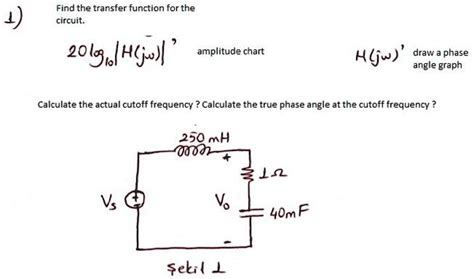 Solved Find The Transfer Function For The Circuit Amplitude Chart Draw A Phase Angle Graph