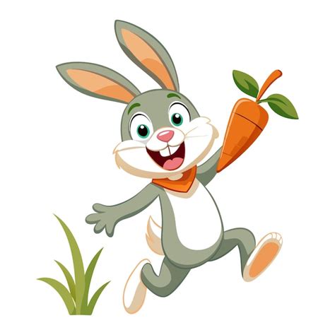 A Joyful Cartoon Bunny Vector Design Hopping With Excitement And