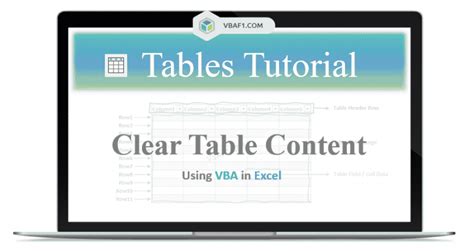Vba Clear Table Content Tutorial Examples Instructions Vbaf1com