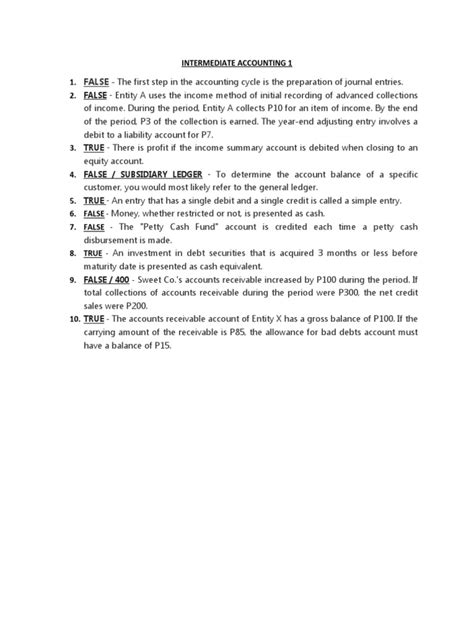 Intermediate Accounting 1 Midterm Quiz Pdf
