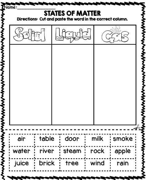 Matter Sort Worksheet Artofit