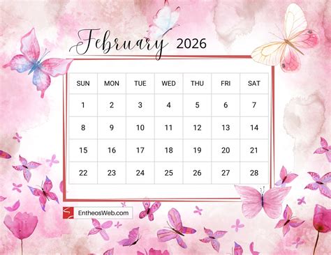 Butterfly Themed 2026 Printable Calendar Entheosweb