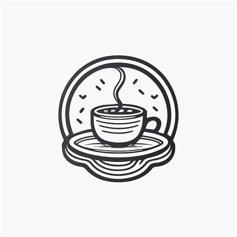 벡터 커피숍 라인 아트 개요 로고 바리스타 로고 프리미엄 벡터