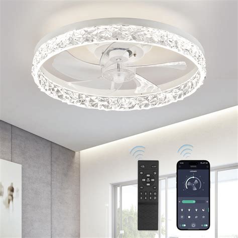 Lediary Modern Ceiling Fans With Lights And Remote Dimmable Low Profile Ceiling Fan Flush