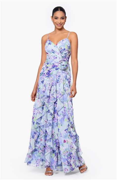 Xscape Evenings Floral Ruched Ruffle Gown Nordstrom
