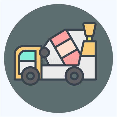 Icon Concrete Mixer Related To Construction Vehicles Symbol Color Mate Style Simple Design
