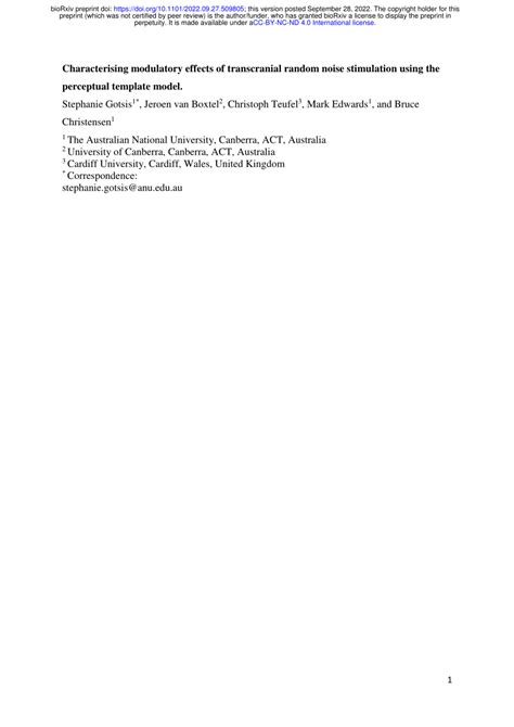 Pdf Characterising Modulatory Effects Of Transcranial Random Noise Stimulation Using The