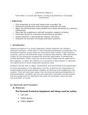 Laboratory Report Docx Laboratory Report Simulation Acids And Bases Acidity And